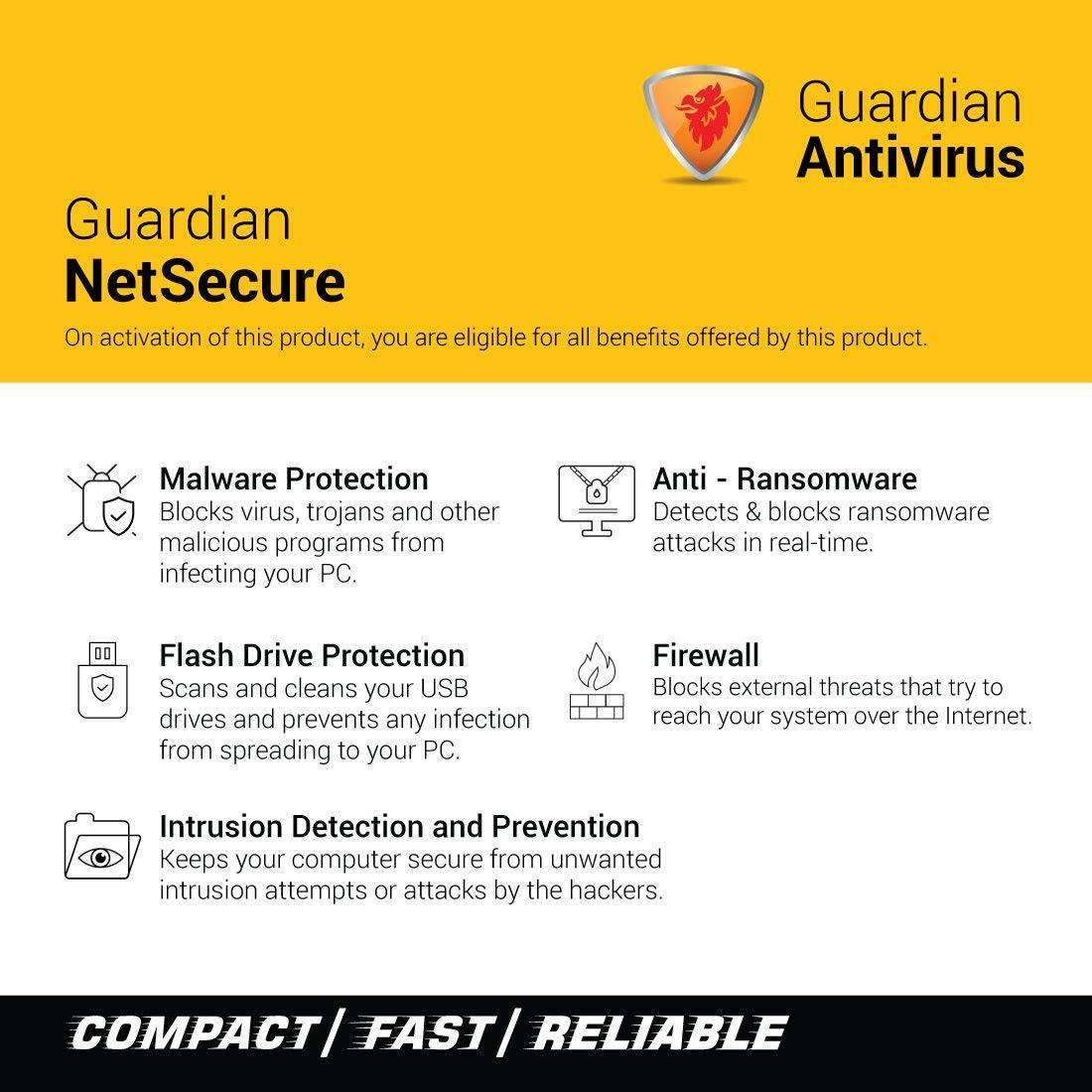 1 User 1 Year Guardian NetSecure Antivirus